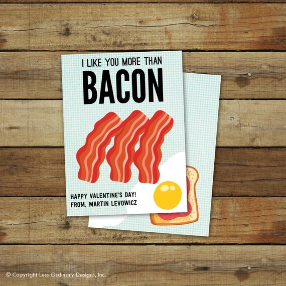 I like you more than bacon printable valentine download