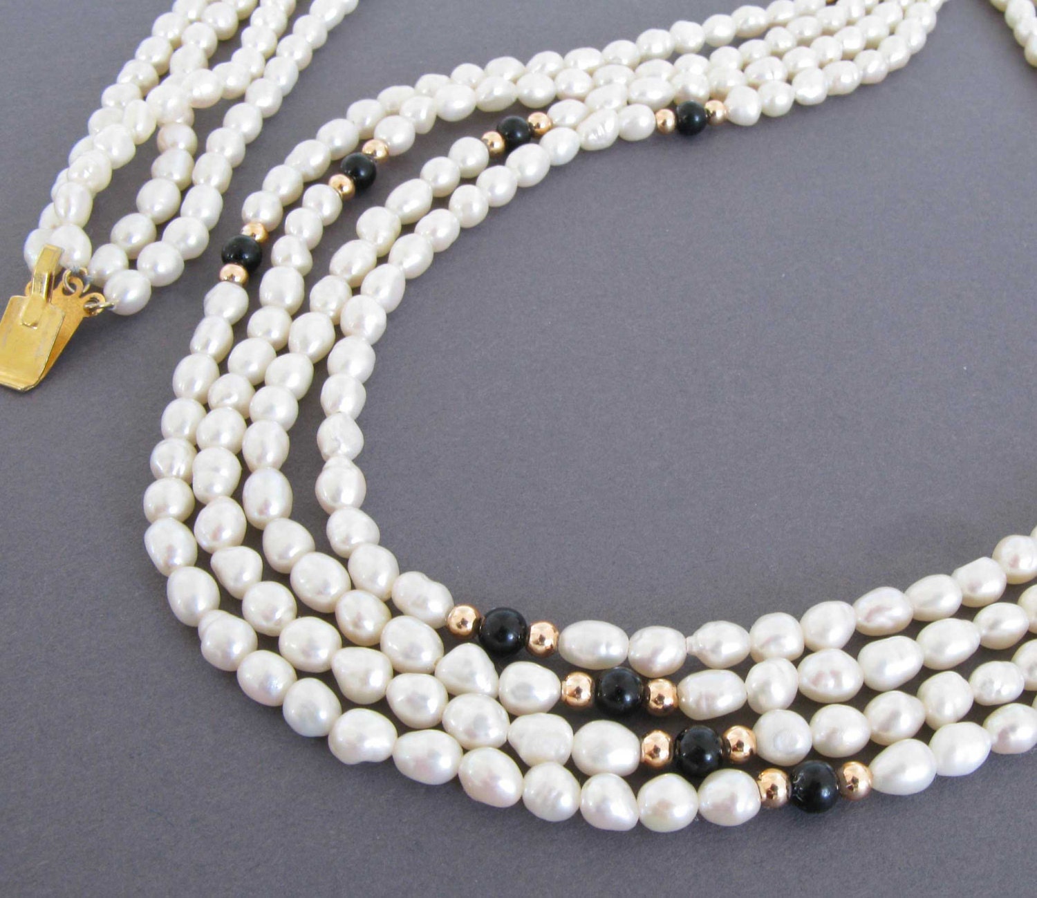 Vintage Freshwater Pearl Necklace, Multi Strand Necklace, Genuine Pearl ...