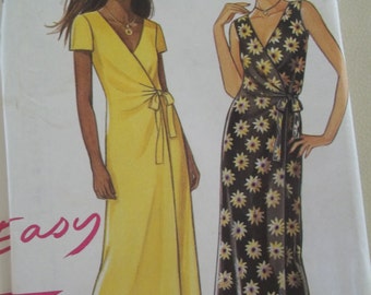 New Look 6861 Wrap Dress Pattern Maxi Dress Pattern Uncut Size 8-18