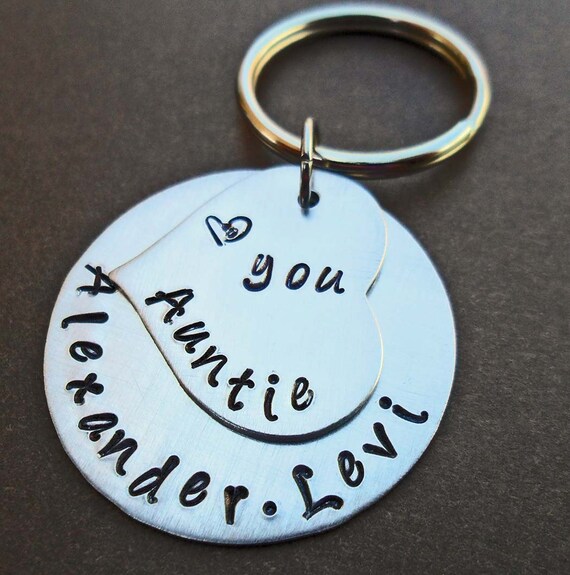 Love You Auntie Keychain Personalized Aluminum Keychain