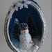 Smiling Snowman in Blue Egg Shell Ornament