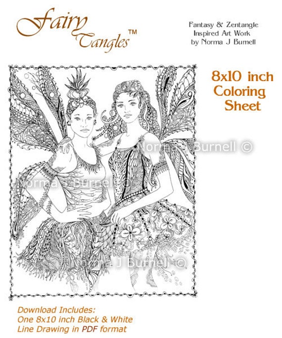 Ballerina Fairies Fairy Tangles Coloring Sheet Coloring Page