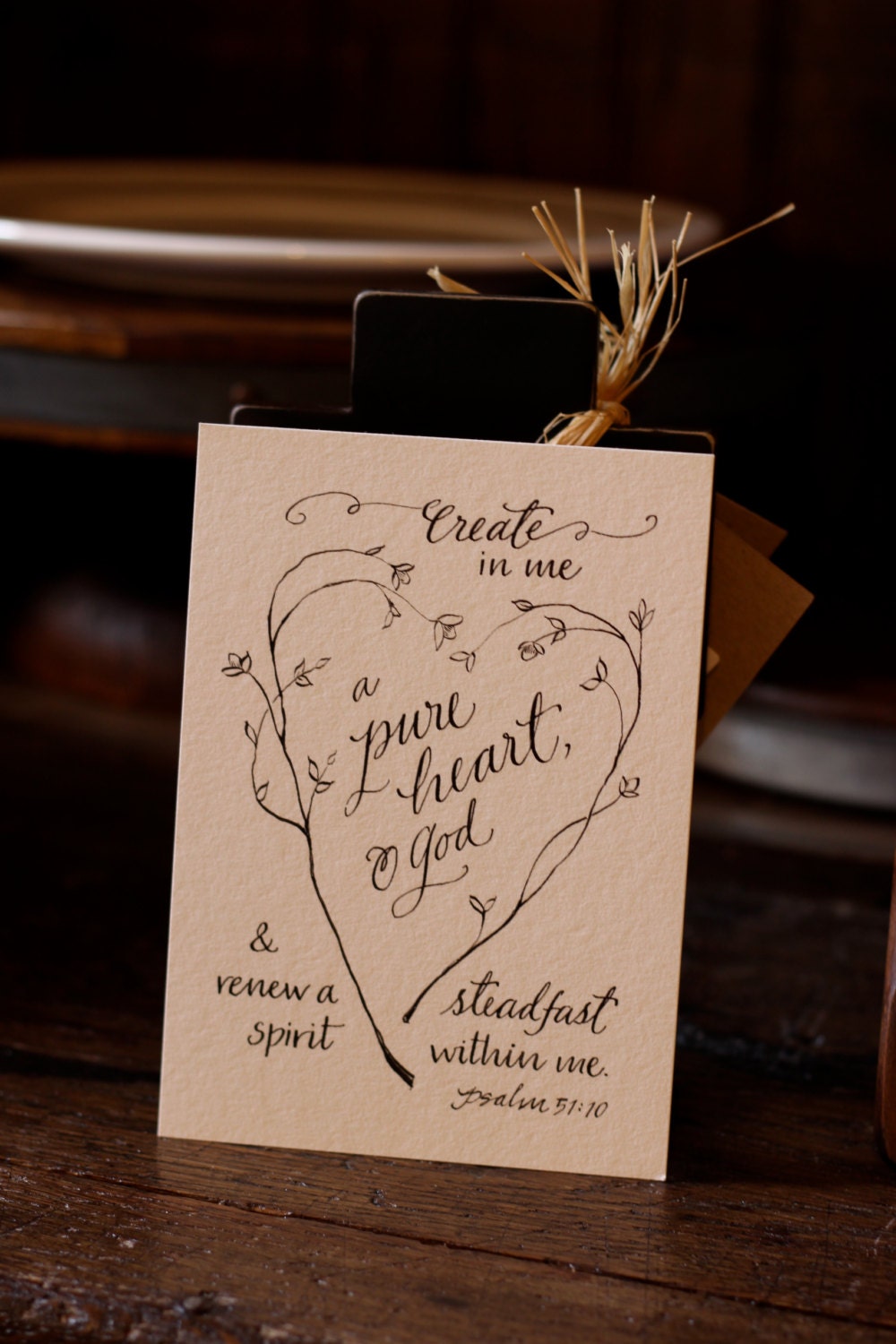 Psalm 51:10 Hand-Lettered Scripture Print Bella Scriptura