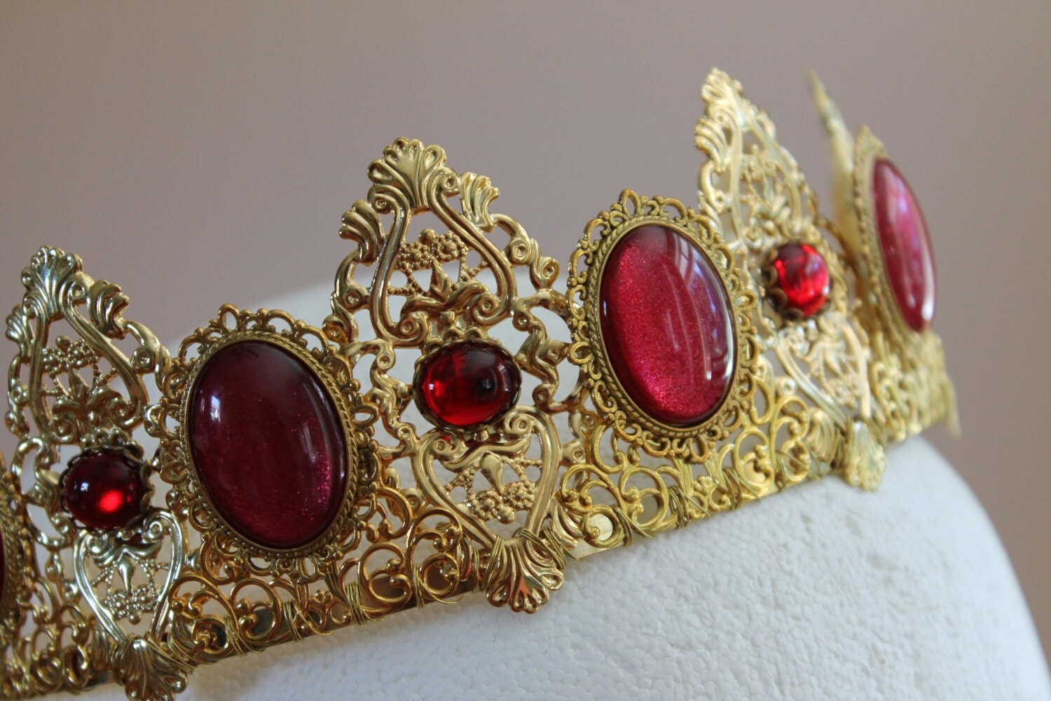 Renaissance Crown Medieval Crown Ruby and Gold Aurora Filigree