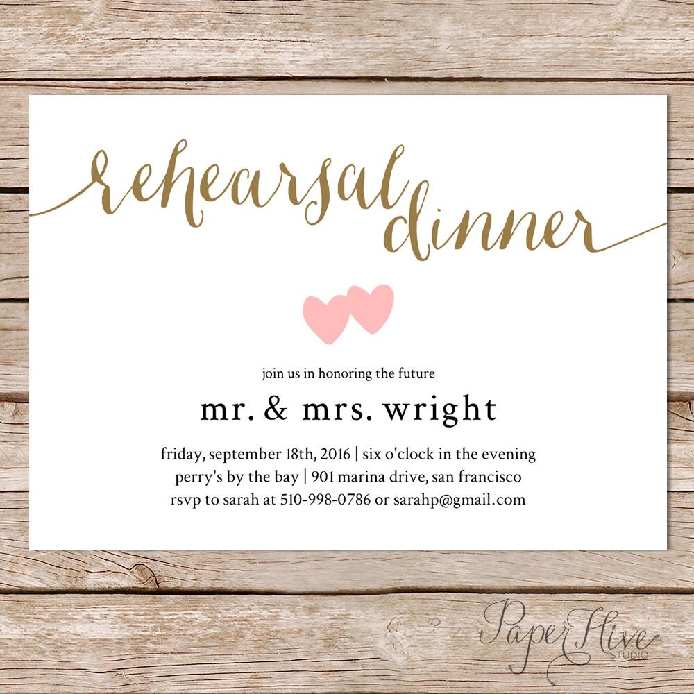 Printable Rehearsal Dinner Invite / Simple and Modern / Custom colors ...