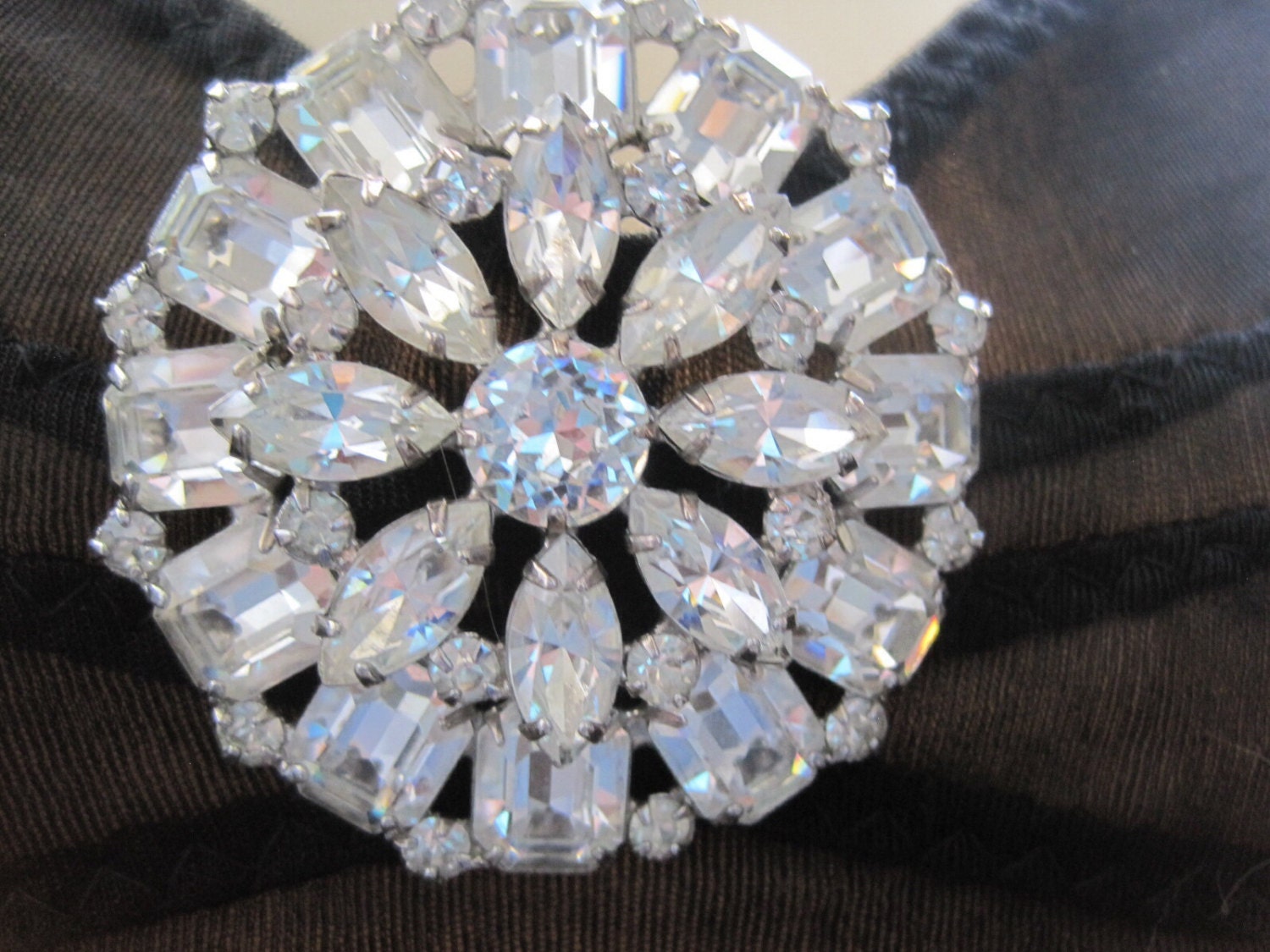 Vintage Large WEISS Rhinestone Brooch Pin Bridal Wedding Belt Buckle ...