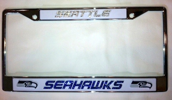 Seattle Seahawks Chrome Crystal License plate frame