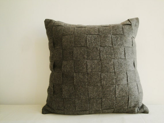 Dark Grey Felt Cushion Cover Dark Gray Felt Pillow by anekdesigns