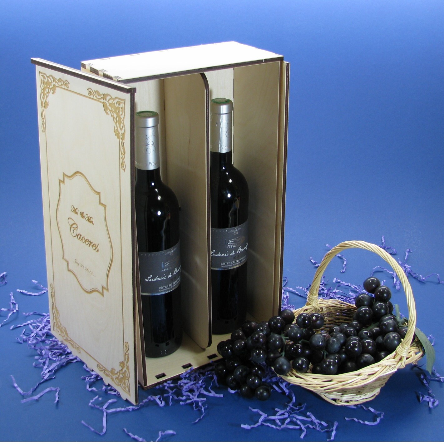 Wood Wine Box for 2 Bottles Personalized by You