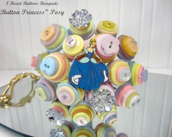 The "Button Princess" Button Bouquet Posy for Flower Girls Wedding Disney