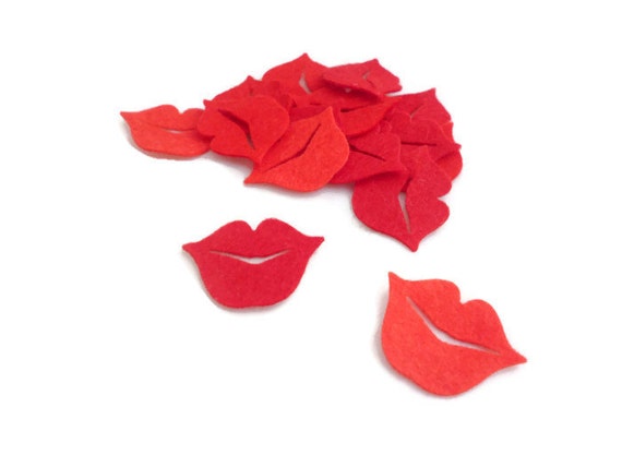 Items similar to Red lips Felt shapes die cut felt shapes mouth smile ...