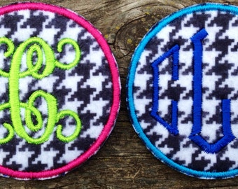 Custom Embroidered Houndstooth Circle Monogram Patch Iron on Sew on ...