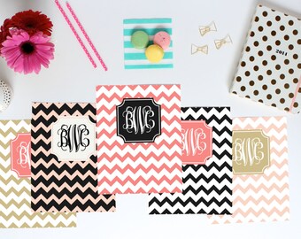Printable Binder Covers - Monogram Chevron - Pink, Gold, Black ...