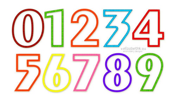 SIZES: 3 4 5 6Instant Download Applique Number by elizabethk314