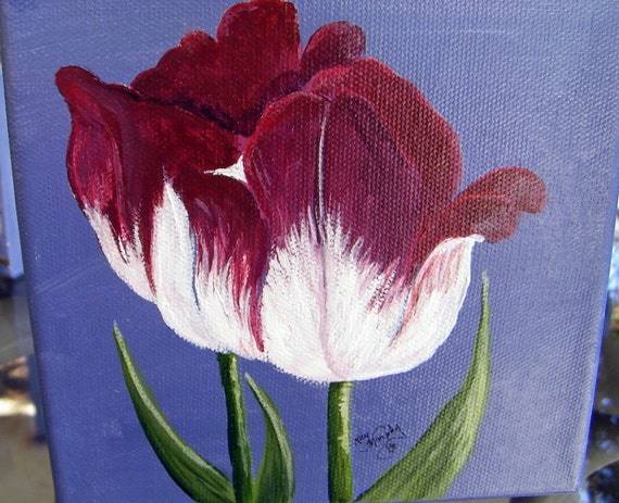 Items similar to Acrylic painting of Tulips on a gallery wrapped canvas ...