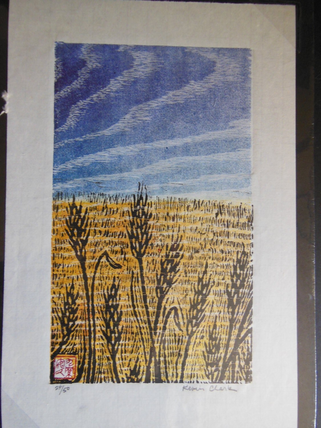 Wheat Grain Field original hand carved by ClarkStudioGallery