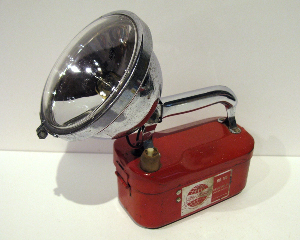 Vintage Flashlight / BIG BEAM Red and Chrome No by rainbowrewind