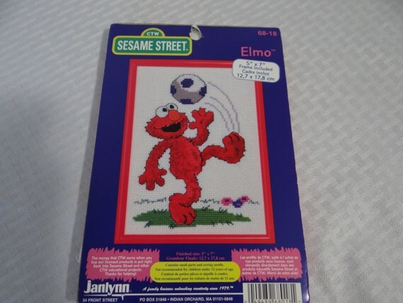 Janlynn Sesame Street Elmo Playing Soccer Counted Cross Stitch