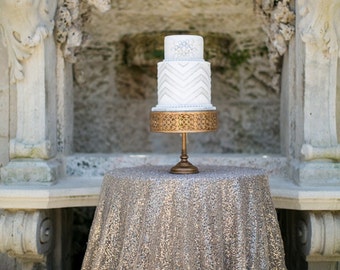 SILVER SEQUIN TABLECLOTH, Select Your Size, Silver Wedding Tablecloth ...