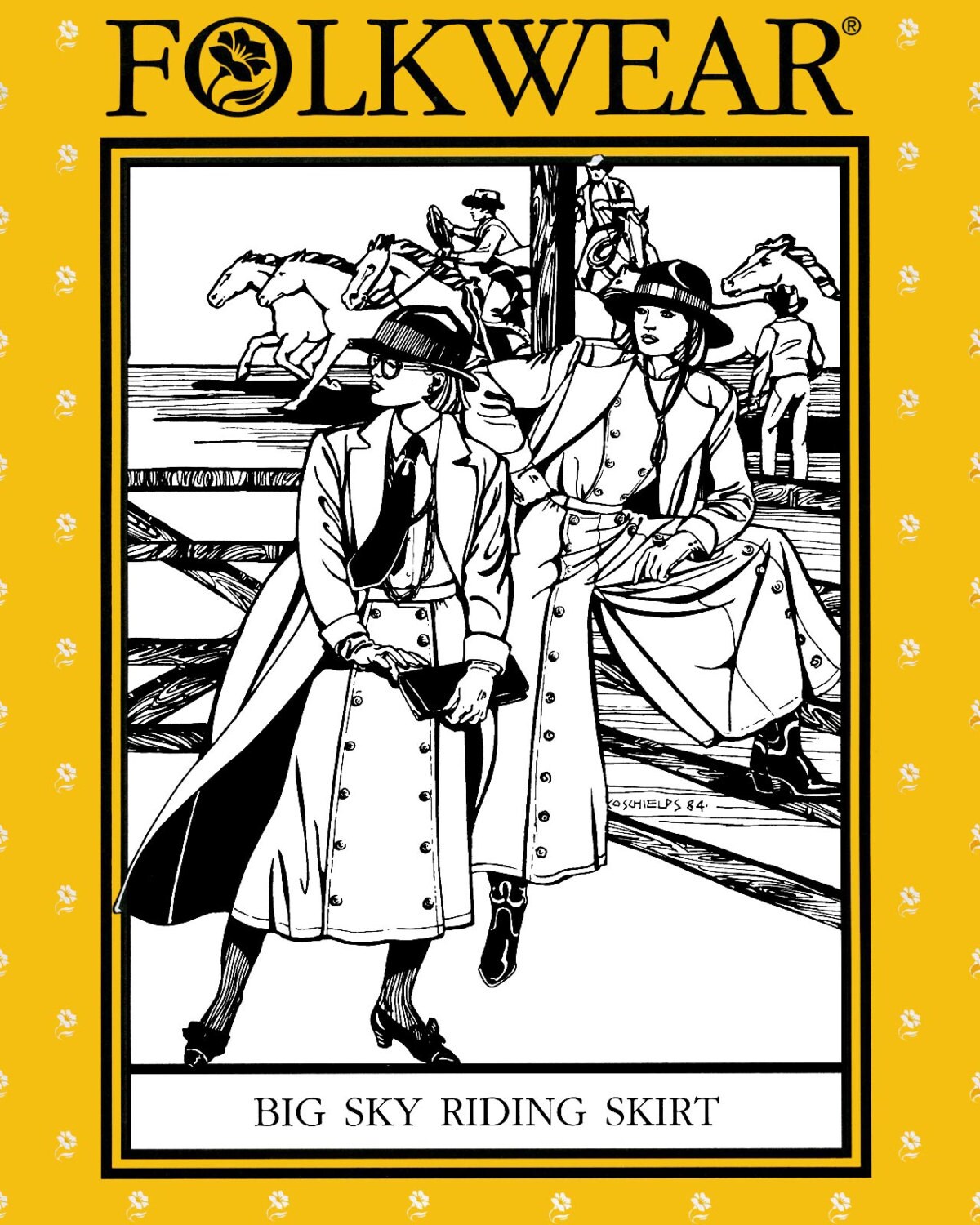 Folkwear Big Sky Riding Skirt Cowgirl Western Split Skirt