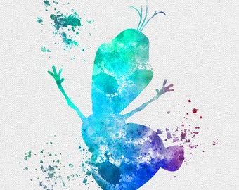 Olaf the Snowman, Frozen ART PRINT 10 x 8" illustration, Disney, Mixed ...