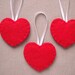 10 red heart decorations Valentines heart ornaments felt