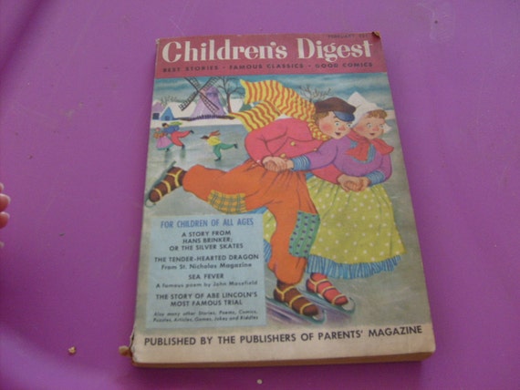 CHILDRENS DIGEST february 1954 vintage book stories games and