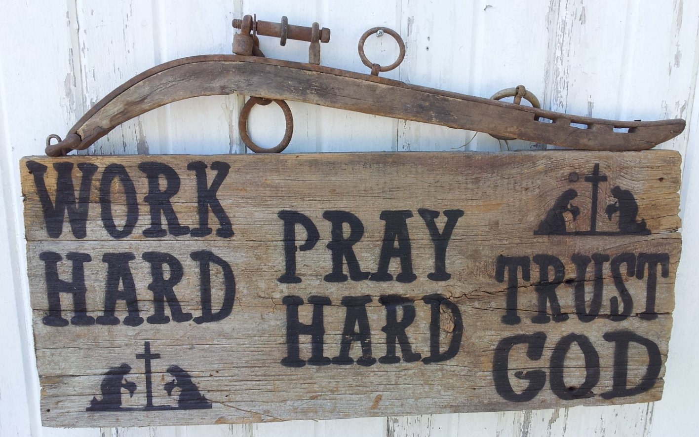 Work Hard Pray Hard Trust God Rustic Sign by VictoryBarn on Etsy