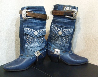 Popular items for jean boots on Etsy