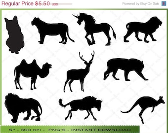 60% OFF SALE Animal Clipart - Clip Art of Animal Silhouette ...
