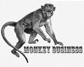 Monkey Business Sign Printable Digital Collage - Image Transfer Fabrics ...