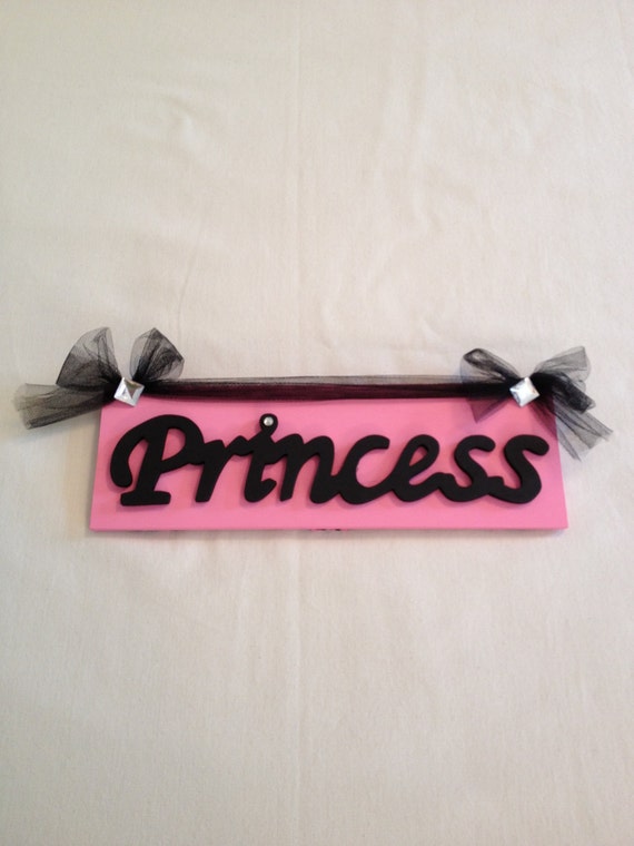 Princess Sign Girls Bedroom Wooden Sign Pink And Black