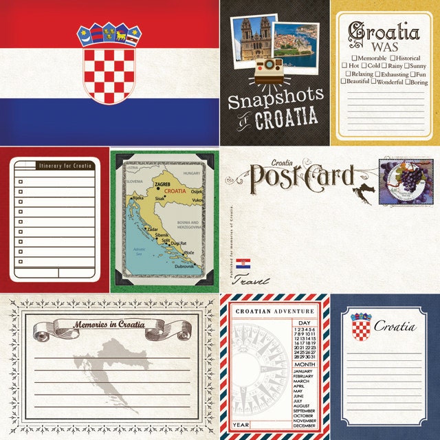Croatia Journal Cards. Digital Scrapbooking. Project Life.
