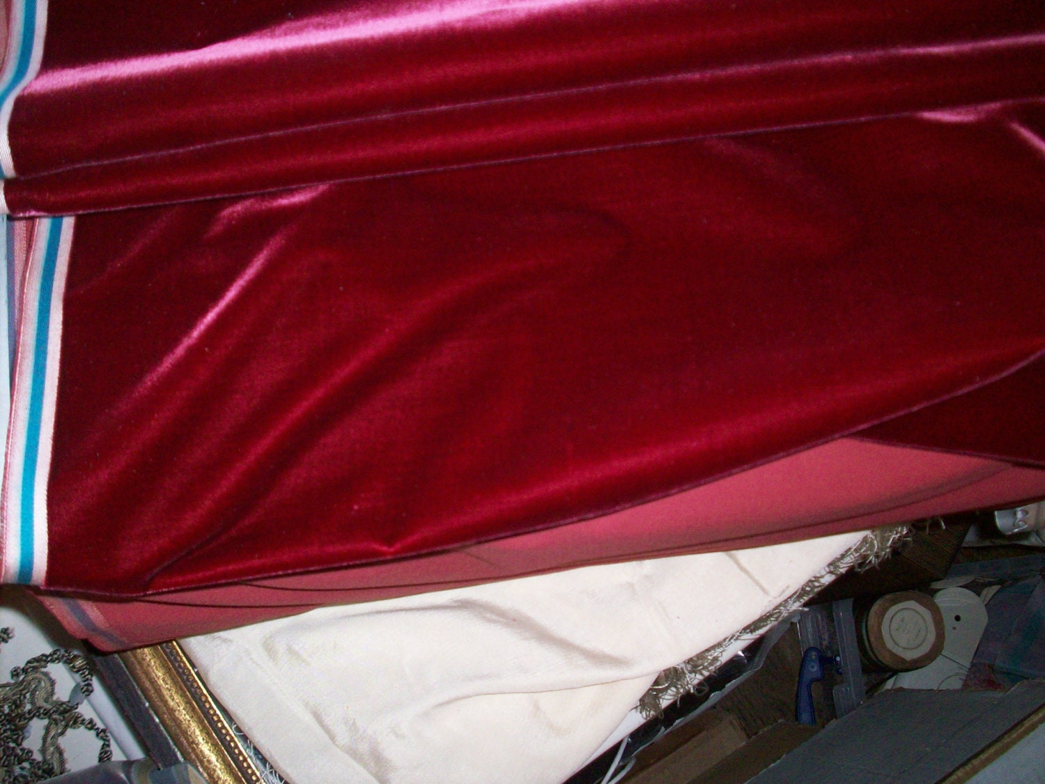 Antique Victorian Silk Velvet Fabric Milinery French Old Store