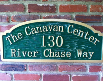 Customized House number sign with Street by thecarvingcompany