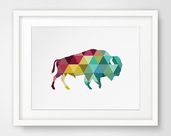Geometric buffalo | Etsy