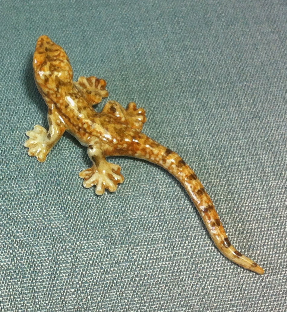 Miniature Ceramic Gecko Lizard Reptile Animal Cute Little Tiny