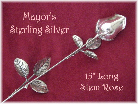Mayors 15 Sterling Silver Long Stem Rose Limited
