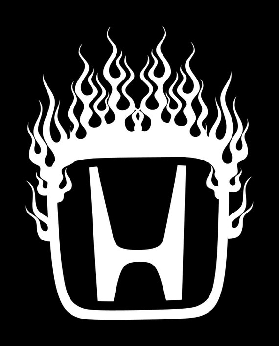 Honda Flames Logo Honda on Fire Decal Sticker Civic by DnVDecalArt