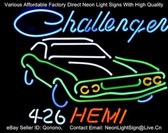 Big Dodge Challenger Rt Hemi Auto Dealer Pub Store Beer Bar Real Glass ...