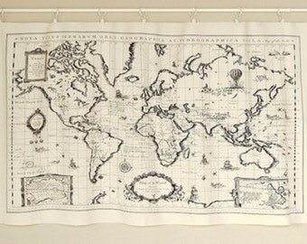 1 Piece World Map Fabric Sewing Patchwork Cotton Linen cloth DIY ...