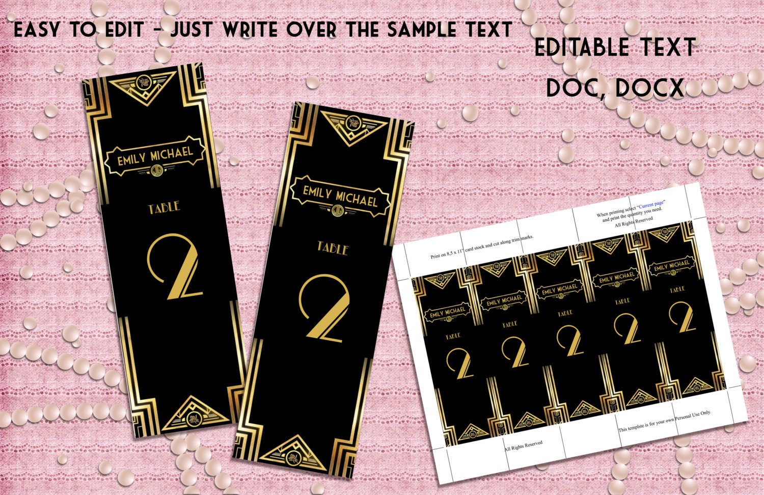 Great Gatsby Style Art Deco Table Numbers Card Table