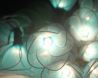 35 LED Battery Powered - Aqua Flower String Lights for Home Decoration ...