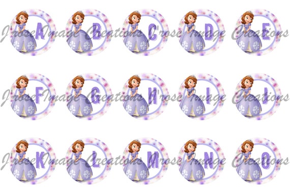Sofia the first alphabet/ ABC's 1 inch digital bottle cap