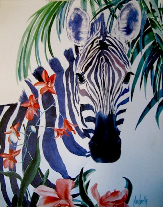 Items similar to Striped Zebra - Zebra Watercolor - Zebra Painting ...