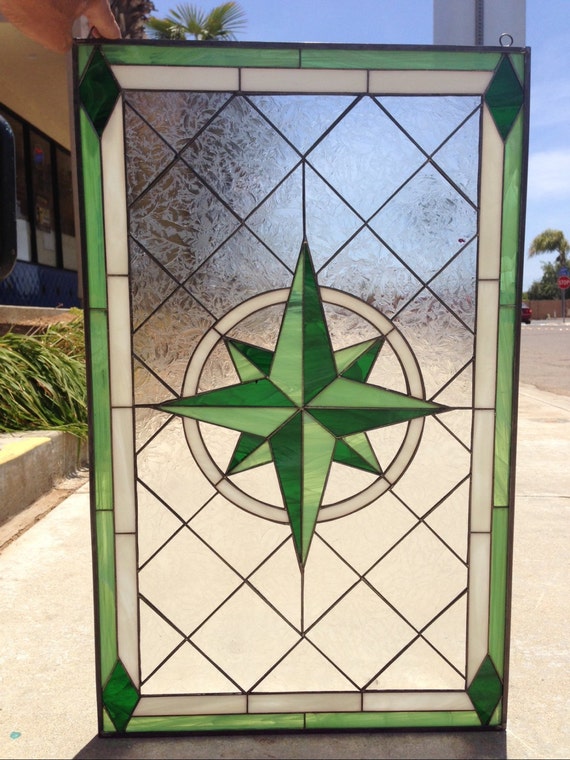 Beautiful Compass Rose Stained GLass Window We by ArtGlassWindows