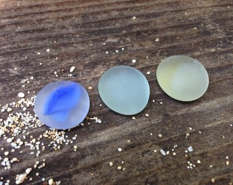 Frosted yellow, blue, teal glass gems or flat marbles