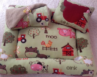 Mini pig bed, rooting blanket and pillow matching set