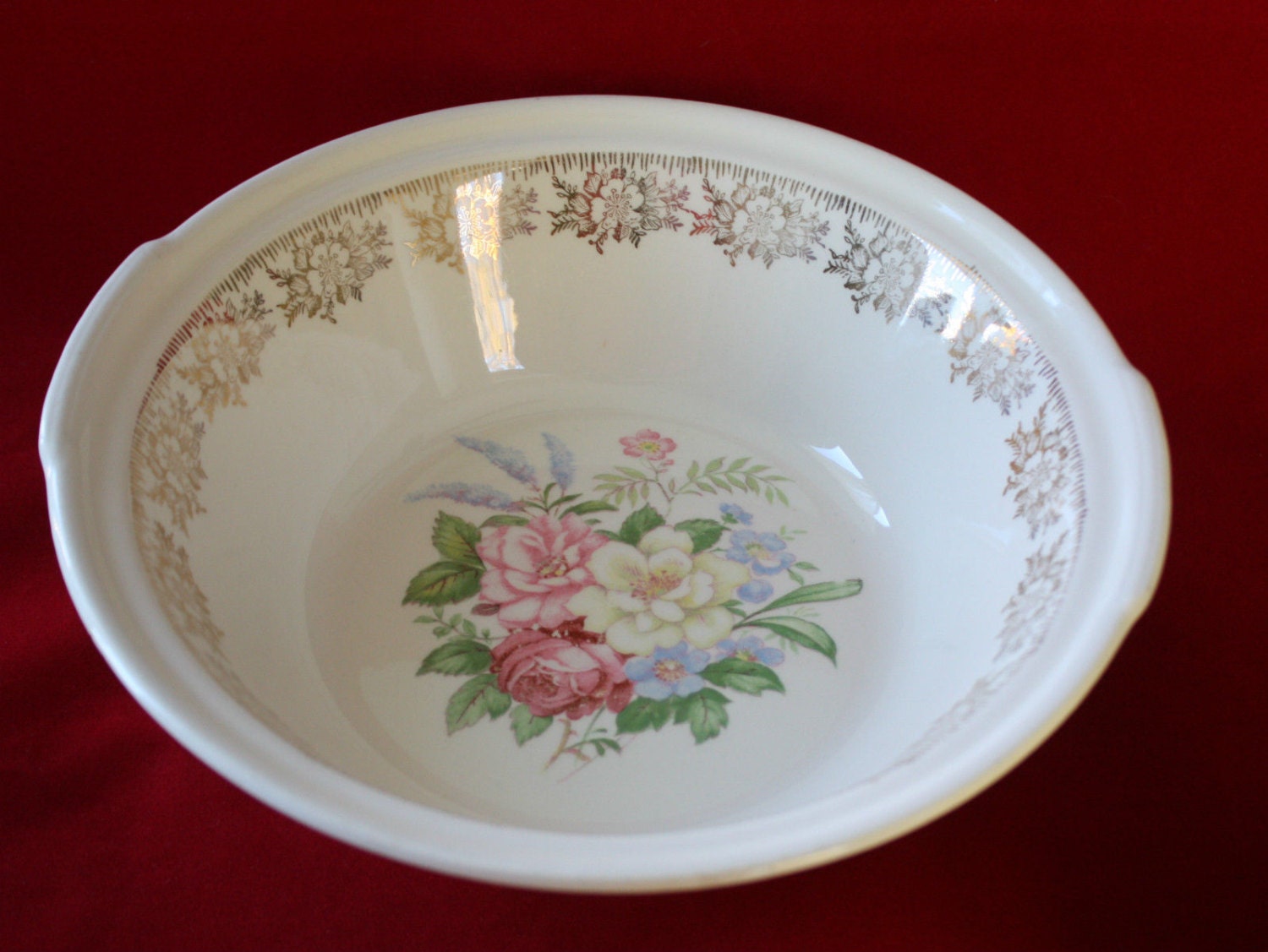 Vintage Limoges Serving Bowl Triumph 22K Gold Edge C-47 Floral Pattern ...