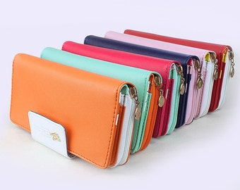 6 Colors Multifunction Leather Wallet,Iphone Wallet,Zipper Wallet ...